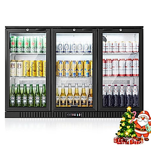 BODEGACOOLER Back Bar Cooler With 3 Glass Doors,Counter Height Beverage Refrigerator,11.4Cu.Ft Commercial Display Bar Fridge with LED Lighting,21 inch Beverage Cooler for Beer,Soda Drinks,Wine