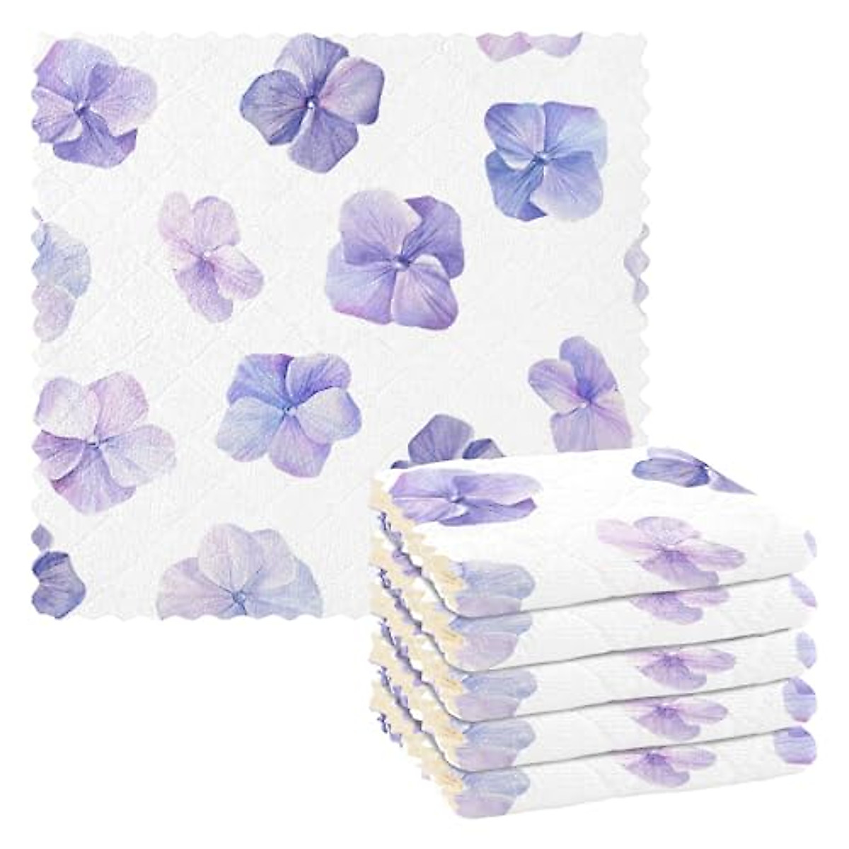FRODOTGV Blue Hydrangea Flowers Watercolor Kitchen Towel Microfiber Table Cotton Kitchen Tea Towels Terry Cloth Dish Towel Cotton Hand Towels for Kitchen