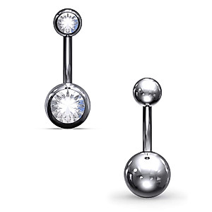 Hoeudjo 14G Solid G23 Implant Grade 23 Titanium Externally Threaded Belly Button Ring Navel Piercing Jewelry for Women 10mm 3/8 inch