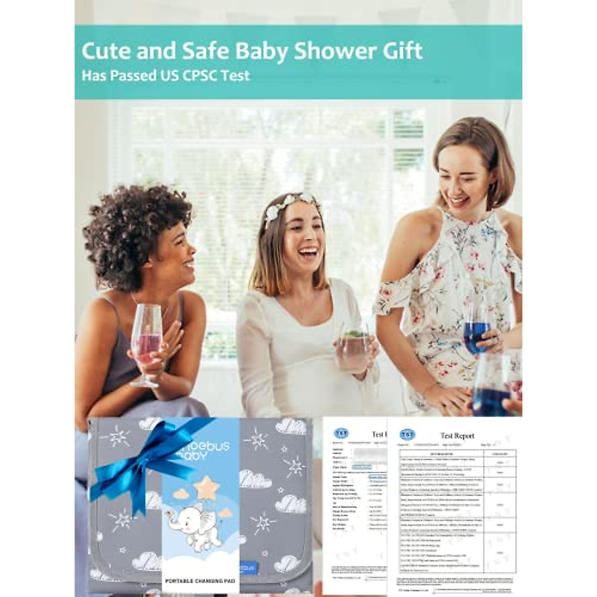 Baby Portable Changing Pad Travel - Waterproof Compact Diaper Changing Mat with Built-in Pillow - Lightweight & Foldable Changing Station, Newborn Shower Gifts