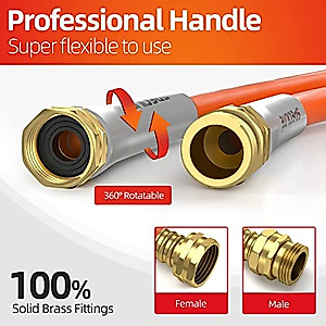 SPECILITE Garden Hose 50 ft x 5/8 in Heavy Duty, Flexible and Lightweight Water Hose, Burst 600 psi, Kink-less Hybrid Rubber Hose for Backyard, 3/4'' Brass Fittings
