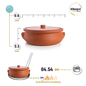 LUKSYOL Handmade Moroccan Clay Pots with Lids | Versatile Cookware Set for Authentic Cooking | Terracotta & Safe