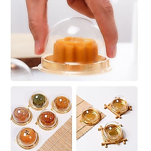 100 Pack 2 Inch of Clear plastic mini cake box muffins box cookies cookies muffins dome box wedding birthday gift box (gold)