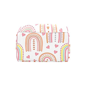 CUXWEOT Pattern Pink Rainbow Heart Diaper Bags Personalized with Name Customized Travel Back Pack Hiking Camping Mum Backpack