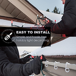 QuairBrez Holiday Light Clips Christmas Light Clips Light Hanger Hooks for Gutters, Strengthen Light Hooks for Holiday Party Light Strings Outdoor Hang Gutter Hooks for Halloween Xmas Decoration