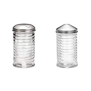 (Set of 2) Beehive Sugar Pourer and Powdered Creamer Dispenser Set, Glass with Stainless Steel Lids 12 ounce