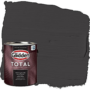 Glidden Total Exterior Paint & Primer All-in-One, Black Magic/Black, Semi-Gloss, 1 Gallon