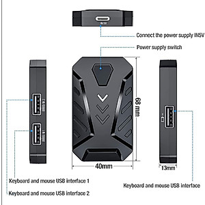 Mix Pro Keyboard and Mouse Adapter, One Handed Keyboard Mouse Combo Set Converter USB Wired Mobile Gaming Keyboard Mouse Adapter Converter for Android, iOS(BT 4.0)