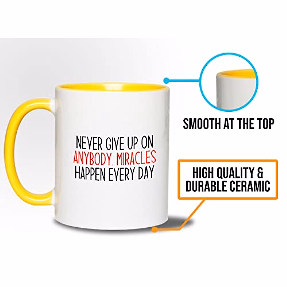 Bubble Hugs Nurse 2Tone Yellow Mug 11oz - Never give up - Labor Clinical Certified Nursing Assistant Surgical Emergency Oncology Practitioner