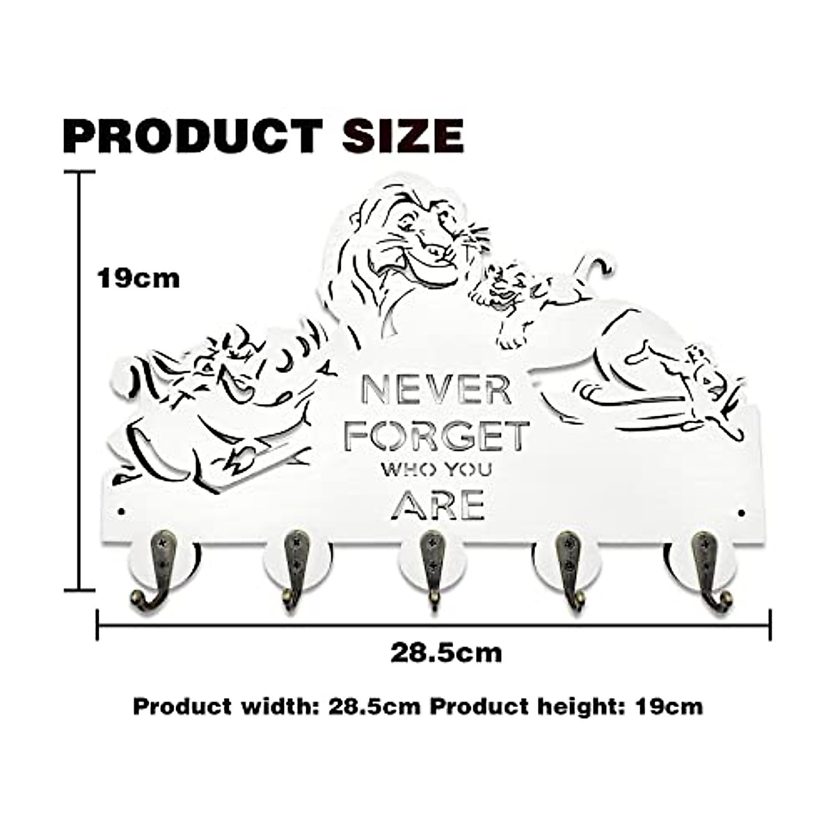 The Lion King,Disney Cartoon Key Hooks,Key Holder, Key Hanger, Wall Hooks,Wall Key Holder, Key Holders, Personalized Gift, Home, Housewarming Gift, Wedding Gift (H5) Black 12inch with 5 Hooks (3) (2)