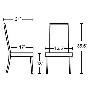 Roundhill Furniture Urban Style Solid Wood Leatherette Padded Parson Chair, Black, Set of 2