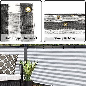 Vocray 3' x 16' Grey White Balcony Privacy Screen Fence Cover UV Resistant Protection Heavy Duty for Deck, Patio, Backyard, Railing Shield, Cable Ties Included, 90%