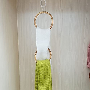 2-Pack Handmade Bamboo Ring Scarf Hangers for Closet ,Belt Scarf Tie Organizer Holder