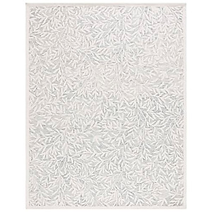 SAFAVIEH Jardin Collection Area Rug - 8' x 10', Light Grey & Ivory, Handmade Wool, Ideal for High Traffic Areas in Living Room, Bedroom (JAR753G)