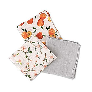 Red Rover Kids Cotton Muslin Swaddle - 47” x 47”- 100% Cotton – Machine Washable – Softer with Every Wash – Playful Designs - Soft, Breathable & Lightweight – Unisex - 3 Pack (Peachy)