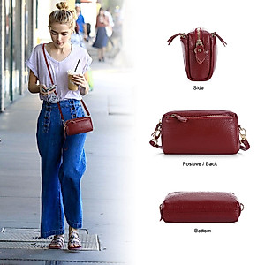 Phenas Small Leather Crossbody Bag CellPhone Purse Mini Shoulder Handbag with Wristlet Clutch Purse for Women Girls