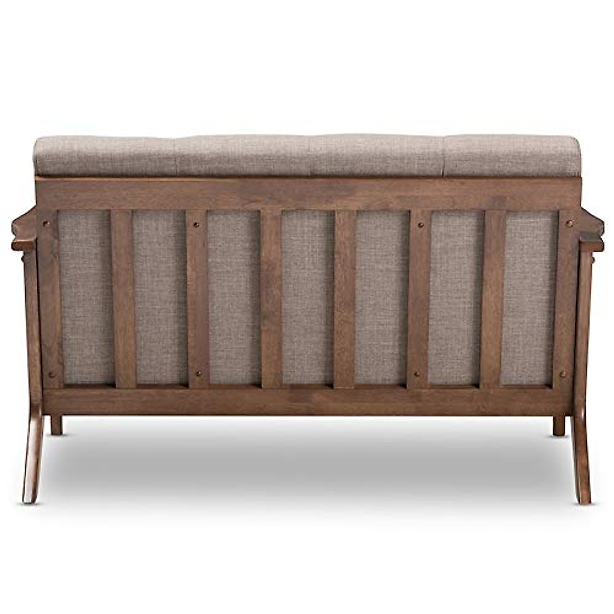 Baxton Studio Bianca Tufted Loveseat in Light Gray and Walnut Brown