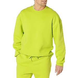 Amazon Essentials Men's Oversized-Fit Crewneck Sweatshirt (Available in Big & Tall), Lime Green, 4X-Large Big