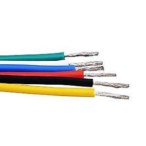 18 AWG Stranded Wire Kit – Silicone Coated Copper Wires 18 Gauge Pre-Tinned 16ft/5m Each Spool, 6 Colors (Black, Red, Yellow, Green, Blue, White), Electrical Jumper Wire Hook Up Wire Kit from Plusivo