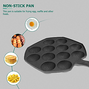 Cabilock Takoyaki Pan 12 Molds Takoyaki Maker Skillet Cast Iron Octopus Meat Ball Mold No- stick Baking Tray for Octopus Balls Pancake