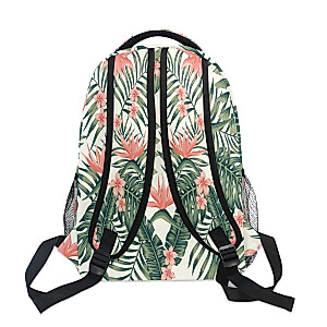 Oarencol Tropical Palm Leaves Flower Backpacks Pink Florals School Book Travel College Shoulder Bag for Women Girls Men Boys