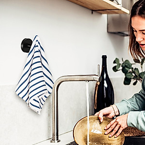 IBosins 8 Pack Towel Hooks Hand Towel Holder for Bathroom Wall Livingroom Bedroom Kitchen Closet Heavy Duty Stainless Steel Hook Hanger for Robe, Bath Towel, Coat (Round Matte Black)