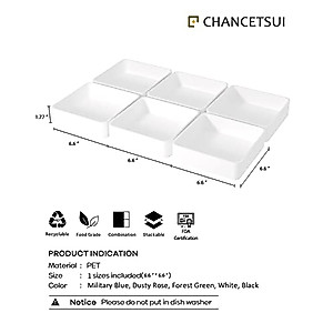 6 Pcs Stackable Drawer Organizer Set, 6.6" X 6.6" Square Plastic Vanity Drawer Organizers and Storage Bins, Desk Drawer Organizer Trays for Makeup, Bathroom Countertop, Office Drawer Divider, White