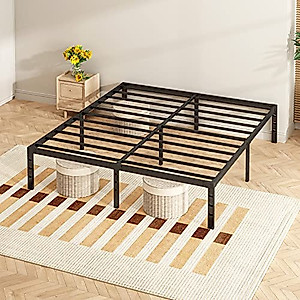 KUJIELAN Black Thickened and Reinforced Metal Bed Frame - Structurally Stable 14 Inch Steel Bar Supported Bed Frame,Easy to Assemble and Transport Bed Frame Under Bed Storage, King