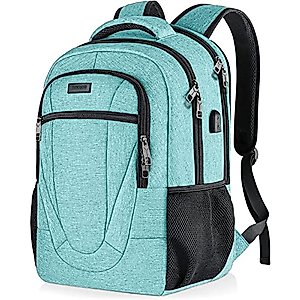 BIKROD Teal Backpack for Women and Men, Extra Large School Backpacks for Teens, Water Resistant Back Pack with USB Charging Port Fits 17 Inch Laptop, Business Anti Theft Durable Computer Bag Gifts