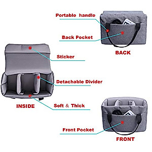 BOMKEE Camera Inserts Protective Bag Padded Insert Camer Cube Water Resistant DSLR SLR Case Foldable Liner for Sony,Canon,Nikon,Olympus Camera Lens Accessories Grey