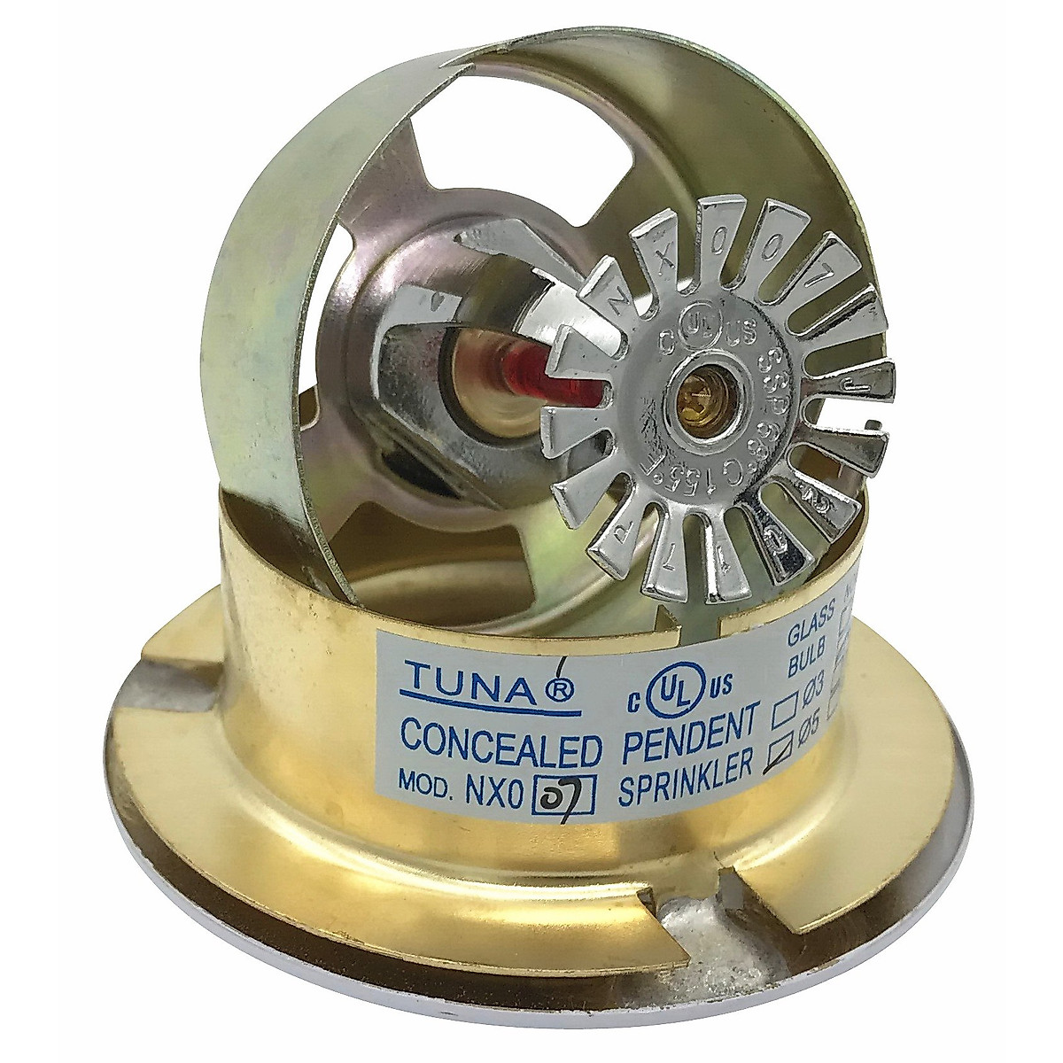 TUNA UL & CUL Listed 1/2"NPT Fire Sprinkler Head 155°F (68°C) Concealed Pendent Spray K80 Standard Response for Automatic Fire sprinkler System Concealed Head with White Cover Plate