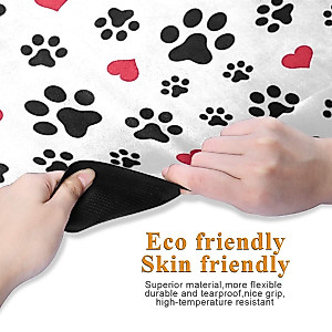 Qilmy Dog Cat Paw Print Yoga Mat | 1mm Extra Thin 71“ Long Non Slip Workout & Fitness Mat with Storage Bag for Yoga, Pilates & Floor Exercises