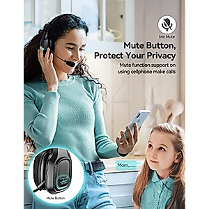 TECKNET Bluetooth Headset with Microphone for PC, Trucker Bluetooth Headset with AI Noise Cancelling & Mute Button, Wireless Headset with Mic for Computer Work from Home Office Call Center Zoom Skype