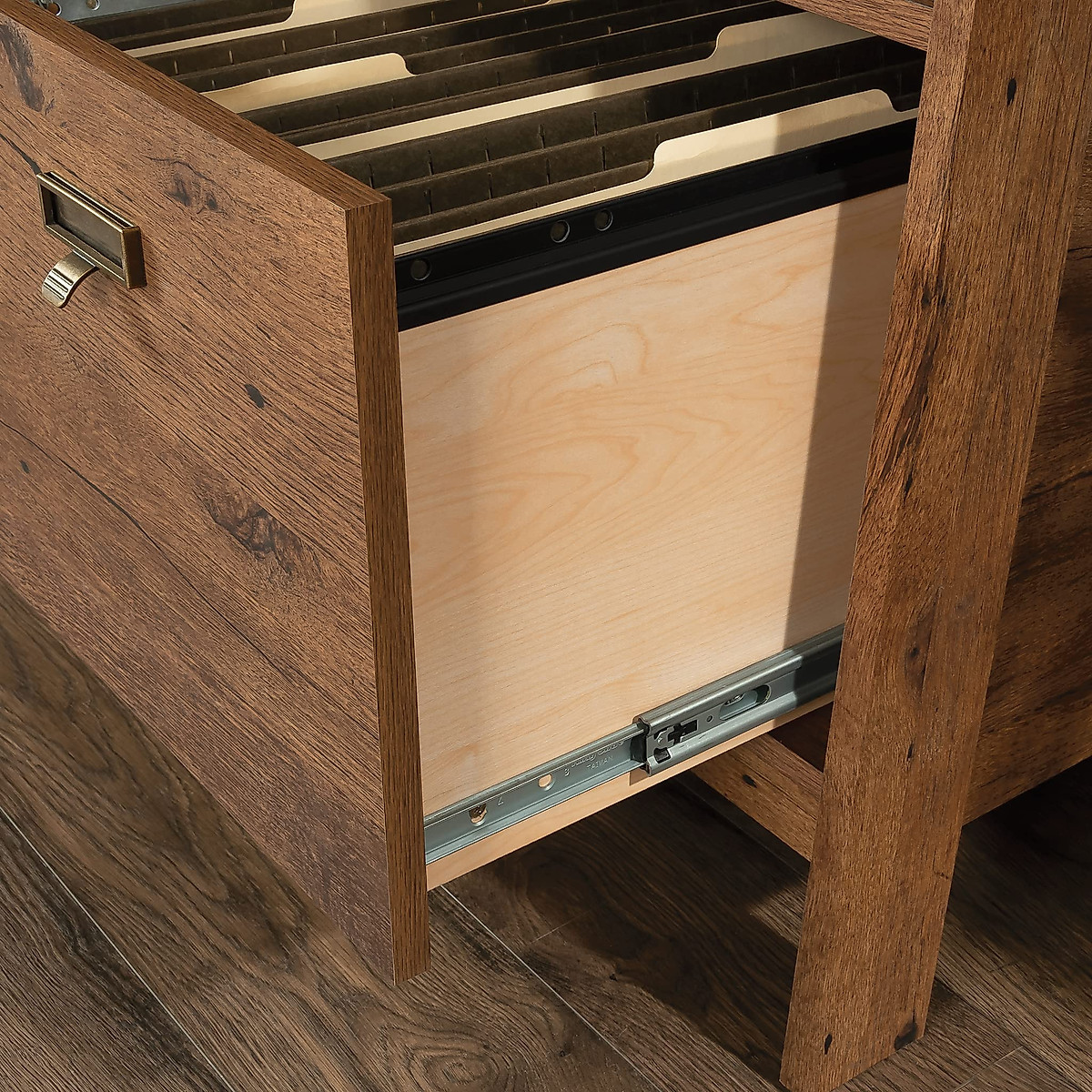 Sauder Trestle 1-Drawer Lateral File Cabinet in Vintage Oak, Vintage Oak Finish