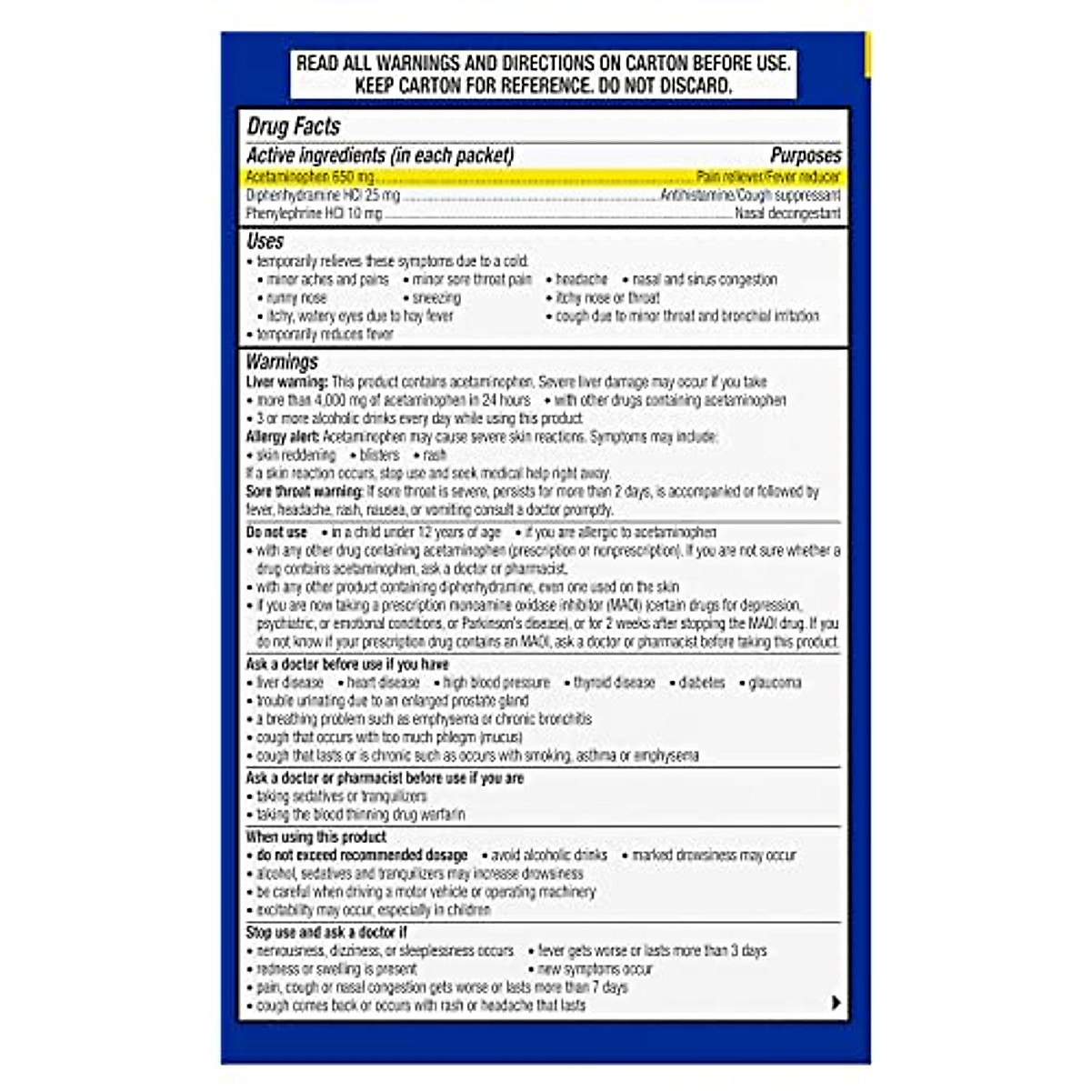 Theraflu, Night Time Severe Cold and Cough Packets, 6 Count