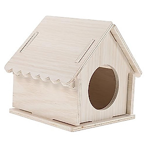 Balacoo 2pcs Wooden pet House Wooden Toys Hamster Toy Wooden House Hamster Accessories Chinchilla Hamster nest Small pet Small Animals Wooden cage Seesaw The Swing Multi-Layer Small House
