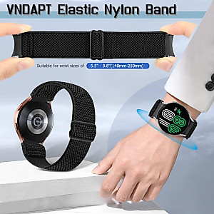 VNDAPT Elastic Bands Compatible with Samsung Galaxy Watch 5/4/6 40mm 44mm, Galaxy Watch 6 Classic 43mm 47mm, Galaxy Watch 5 Pro 45mm, Galaxy Watch 4 Classic 46mm 42mm, Adjustable Nylon Sport Straps