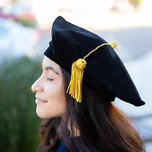 Endea Graduation Deluxe Doctoral Tam with Six Sides and Gold Bullion Academic Regalia Unisex