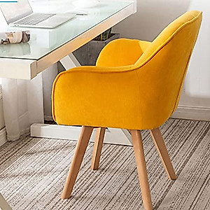 WIGSELBL Desk Chair Modern Velvet Armchair 360° Rotation Office Chair Medium Back Upholstered Swivel Accent Chair with Wood Legs Vanity Chair for Living Room Bedroom Study (Color : Green)