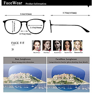 FaceWear Classic Round Retro Sunglasses UV400 Circle Lens Metal Frame Men Women FW1006 C7