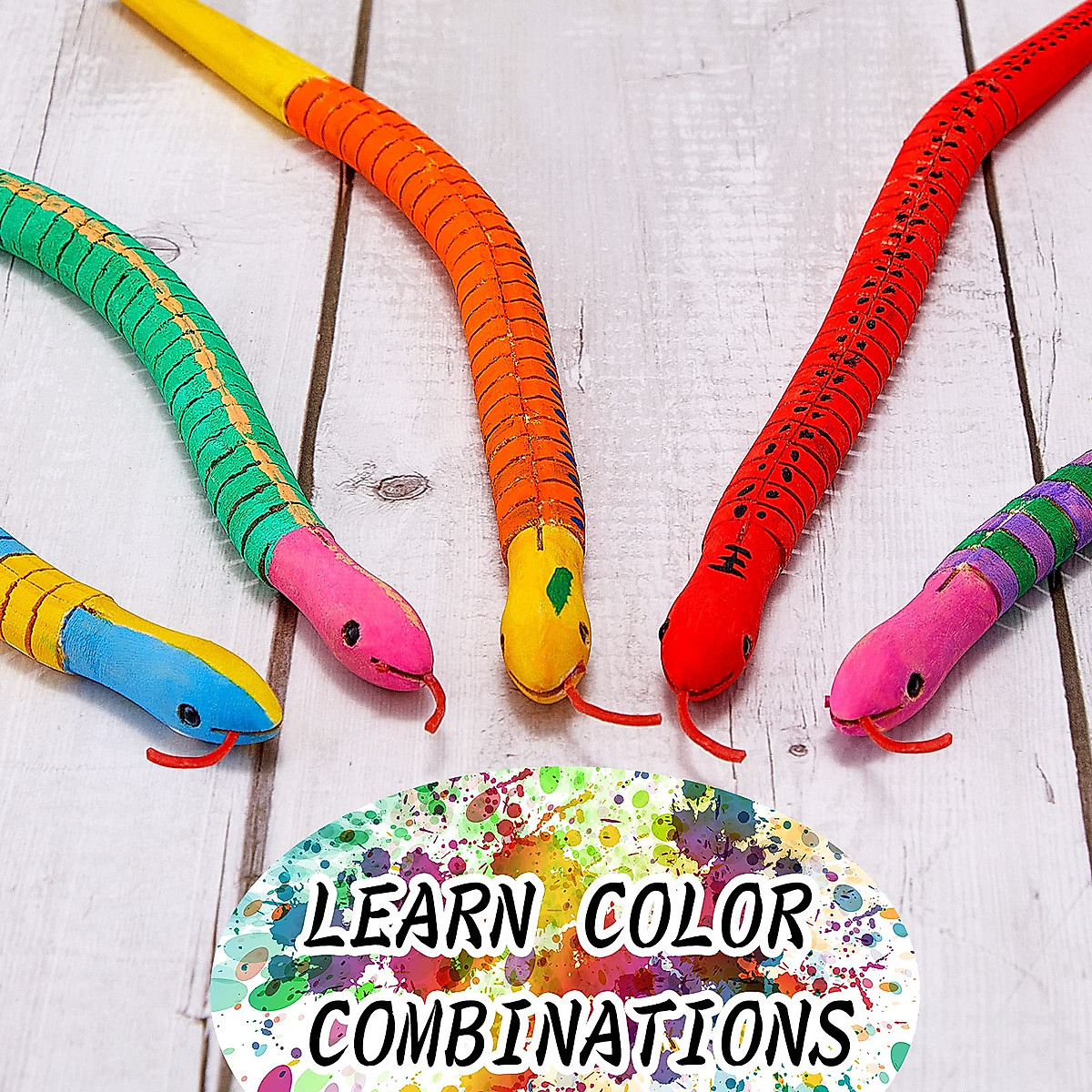 Gejoy 12 Inch Wooden Snakes Unfinished Wooden Wiggly Jointed Flexible Wood Snake to Paint Blank Canvas Animal Model Crafts for Arts and Crafts Halloween Birthday Party Supplies(15 Pieces)