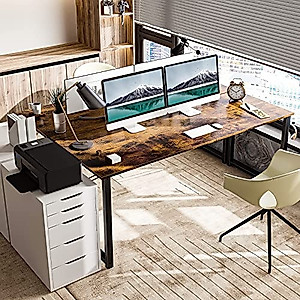 Coleshome 63 Inch Computer Desk, Modern Simple Style Desk for Home Office, Study Student Writing Desk, Vintage