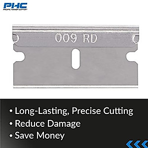 Pacific Handy Cutter Stainless Steel Replaceable Blades for Box Cutters, Standard Single-Edged Industrial Razor Blades, Ultra Sharp, Single Edge, Box Of 100, RB009 (New B15101-9)