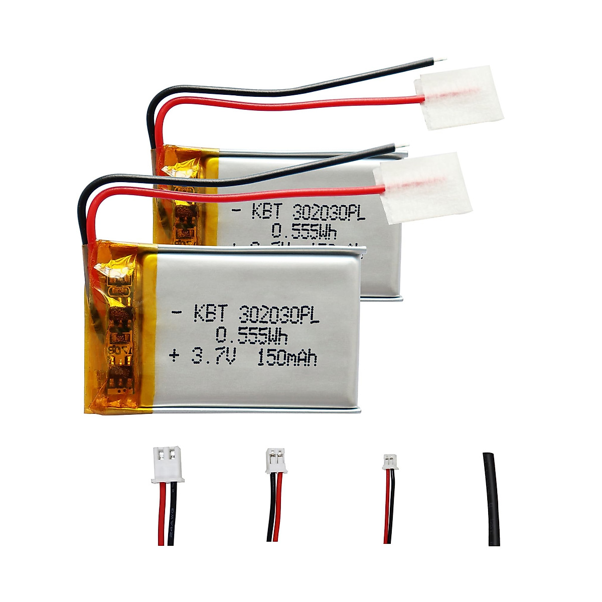 KBT 3.7V 150mAh Li-Polymer Battery：302030 Rechargeable Lithium-ion Replacement Batteries (2pack)