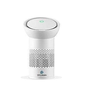 DH Lifelabs | Sciaire Portable Air Purifier | Eliminates 99% Bacteria & Viruses | Ions Actively Clean & Deodorize Air | 3-Stage Filter Allergies Pets | USB Powered for Personal Space Car Desk | White