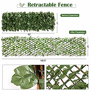Giantex 3PCS Expandable Artificial Hedges Faux Ivy Leaves Fence, Stretchable Artificial Ivy Privacy Fence Screen Decorative Trellis for Backdrop Outdoor Garden Porch Patio Home Decorations