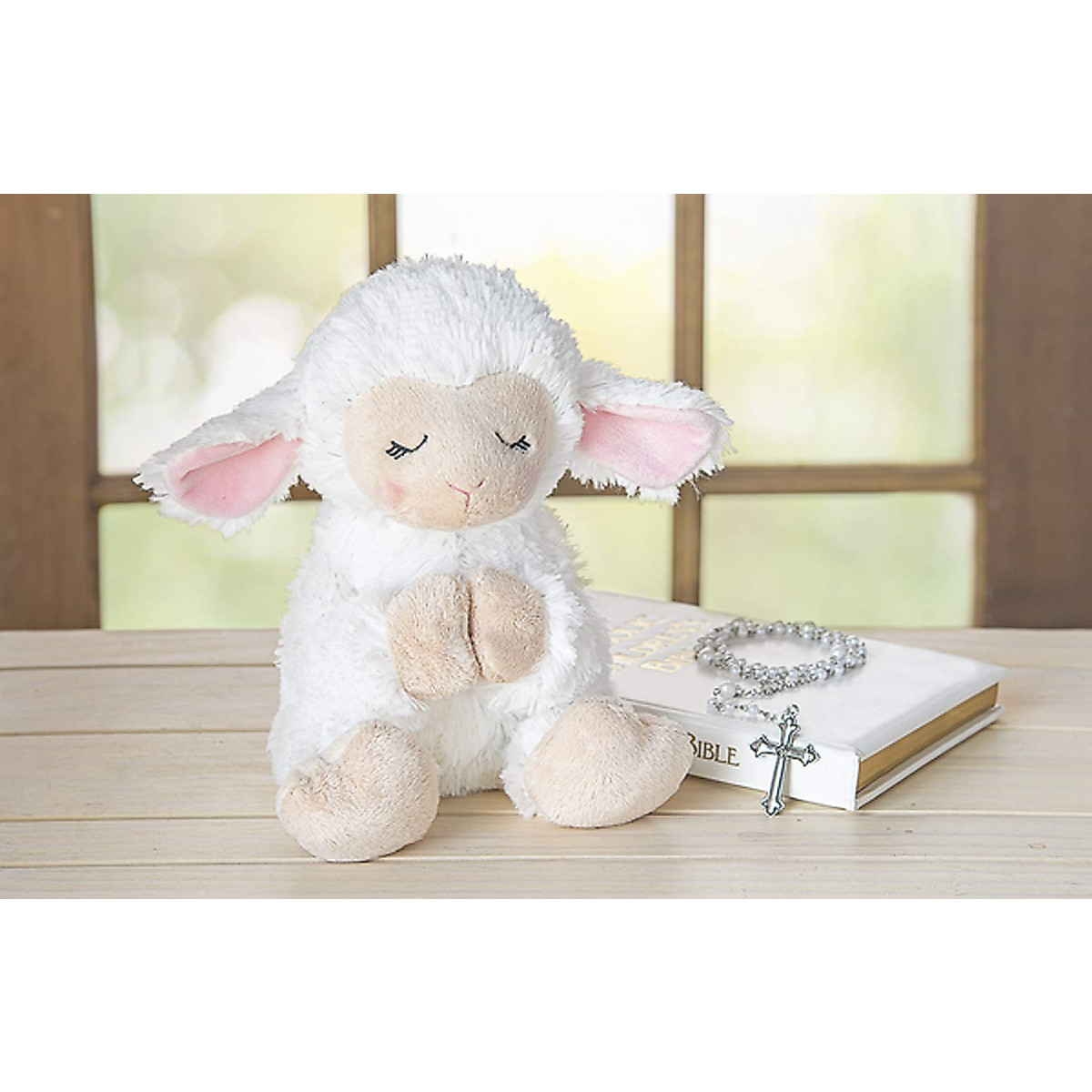 Ganz Blessed Plush Lamb 8.5 inches with Rosary Set and Prayer Pamphlet for First Communion, Christening, Baby Baptism Gifts Girl, Catholic Boys from Parents, Grandparents