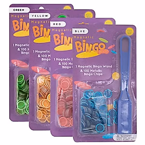 Magnetic Bingo Wands and Translucent Chips|Easy to Pick Up Bingo Chips|STEM Kits for Learning, Counting|Multi Color 400 Chips