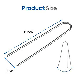 Landscape Staples 6 Inch Galvanized Garden Stakes 150 Pack,Garden Staples Heavy-Duty Sod Pins Anti-Rust Fence Stakes Securing Pegs for Barrier Fabric Irrigation Tubing Hose Weed