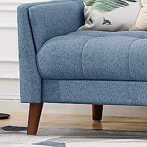 GDFStudio Christopher Knight Home Alisa Mid Century Modern Fabric Loveseat, Blue